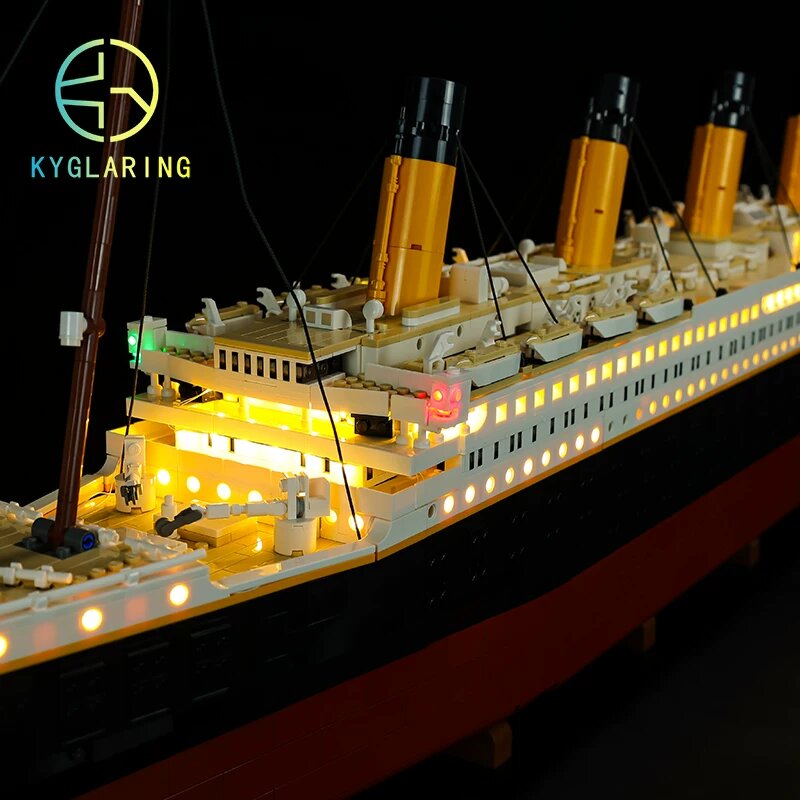 Классический светильник-коробка с моделью корабля Титаник, Lego кирпичики, 3D декоративная подсветка для дома и офиса,