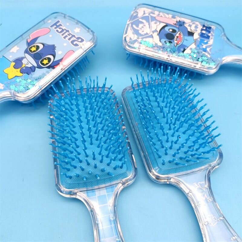 Детский массажный гребень с воздушной подушкой, STitch, с блестящим глиттером