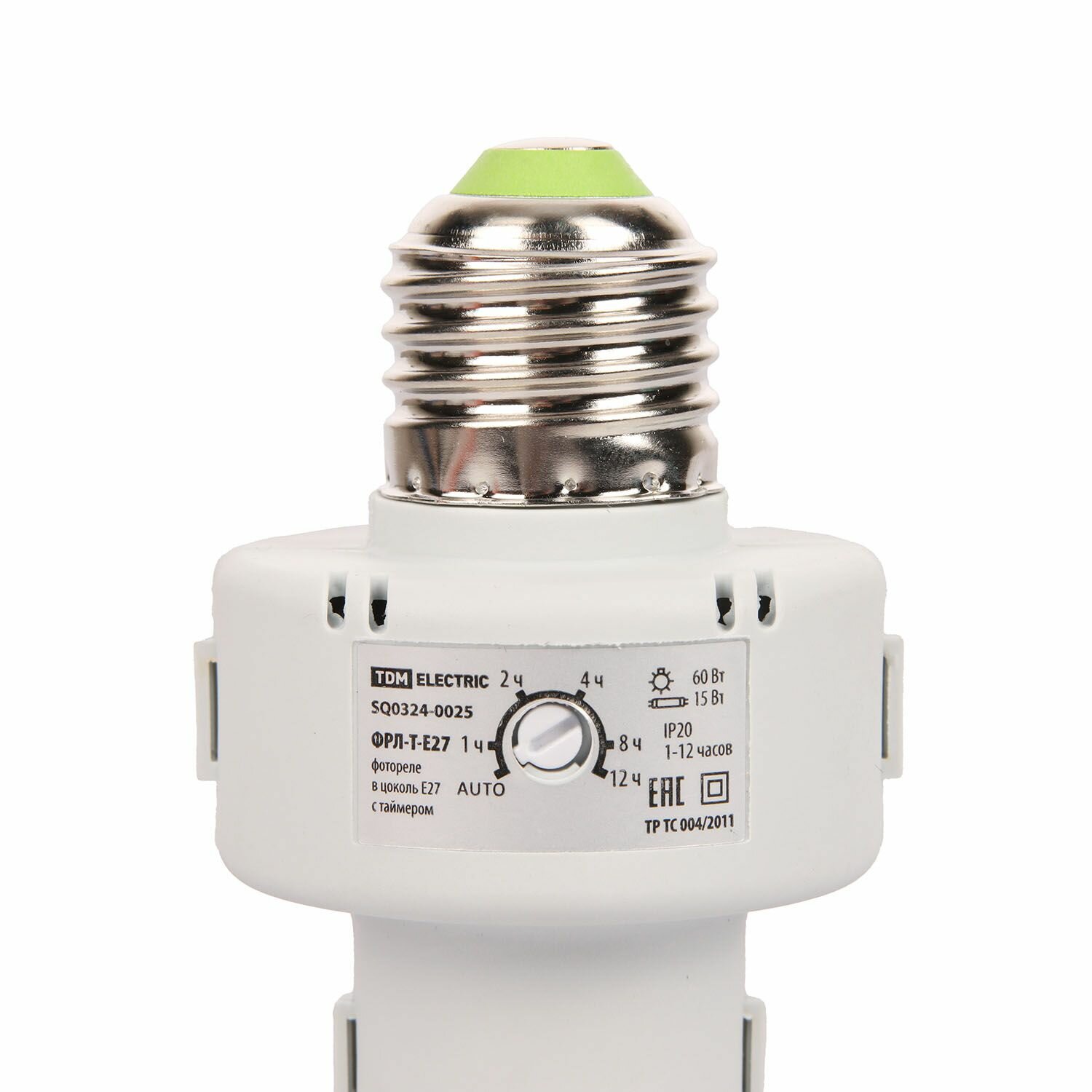 Фотореле Tdm electric ФРЛ-Т-Е27, 15 лк, 100 Вт, с таймером (SQ0324-0025)