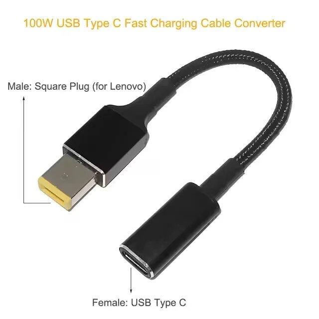 100Вт USB Type C кабель-переходник Lenovo с квадратным разъемом