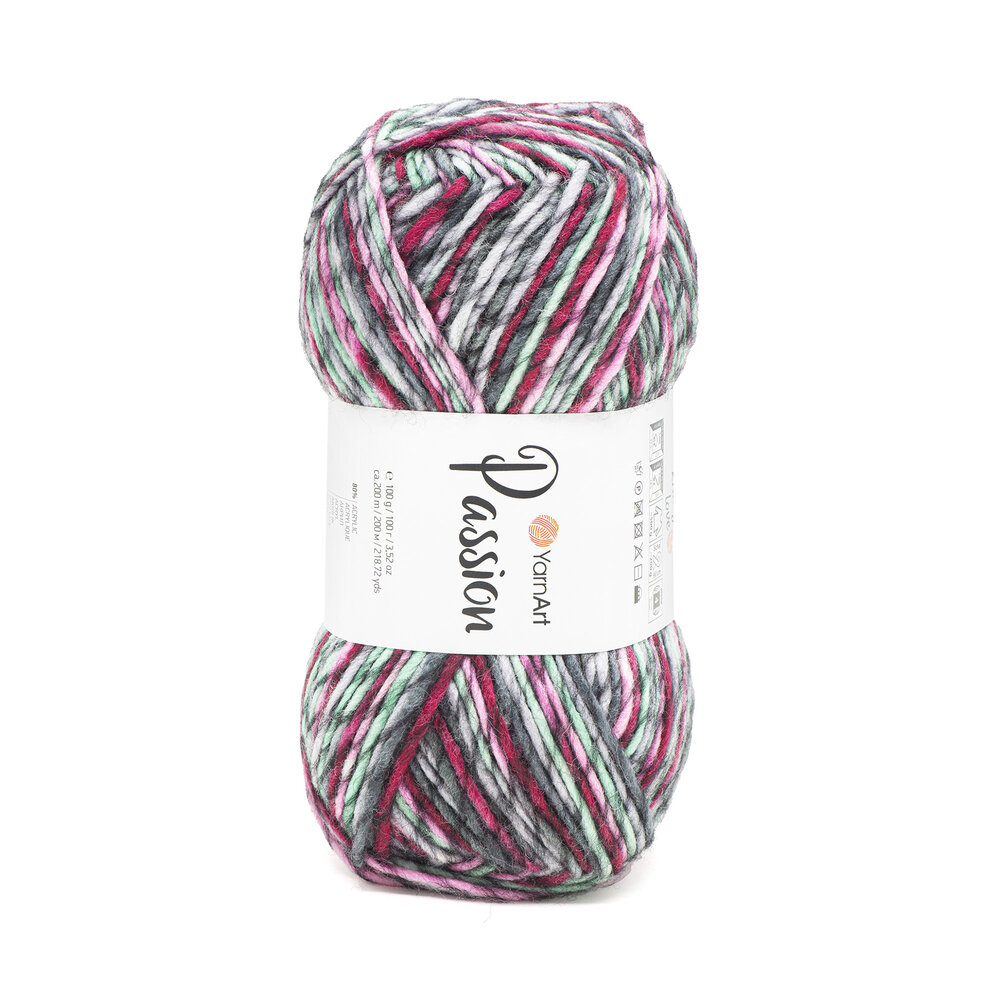 Пряжа для вязания YarnArt Passion 1252 фуксия лазурный 100 гр/200 м 20% шерсть, 80% акрил