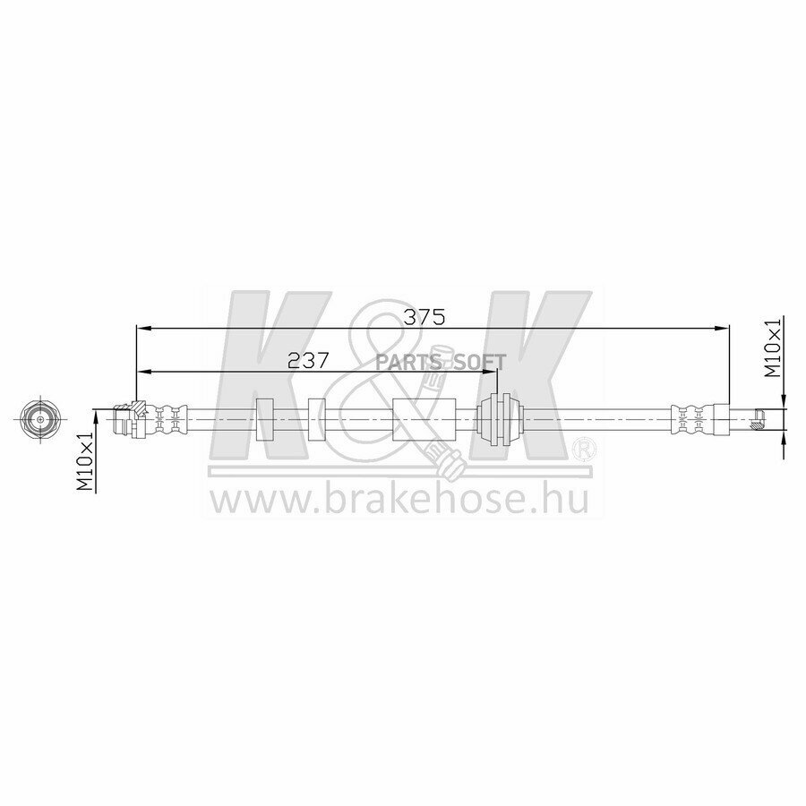 FT1216 K&K Тормозной шланг K&K FT1216 | цена за 1 шт