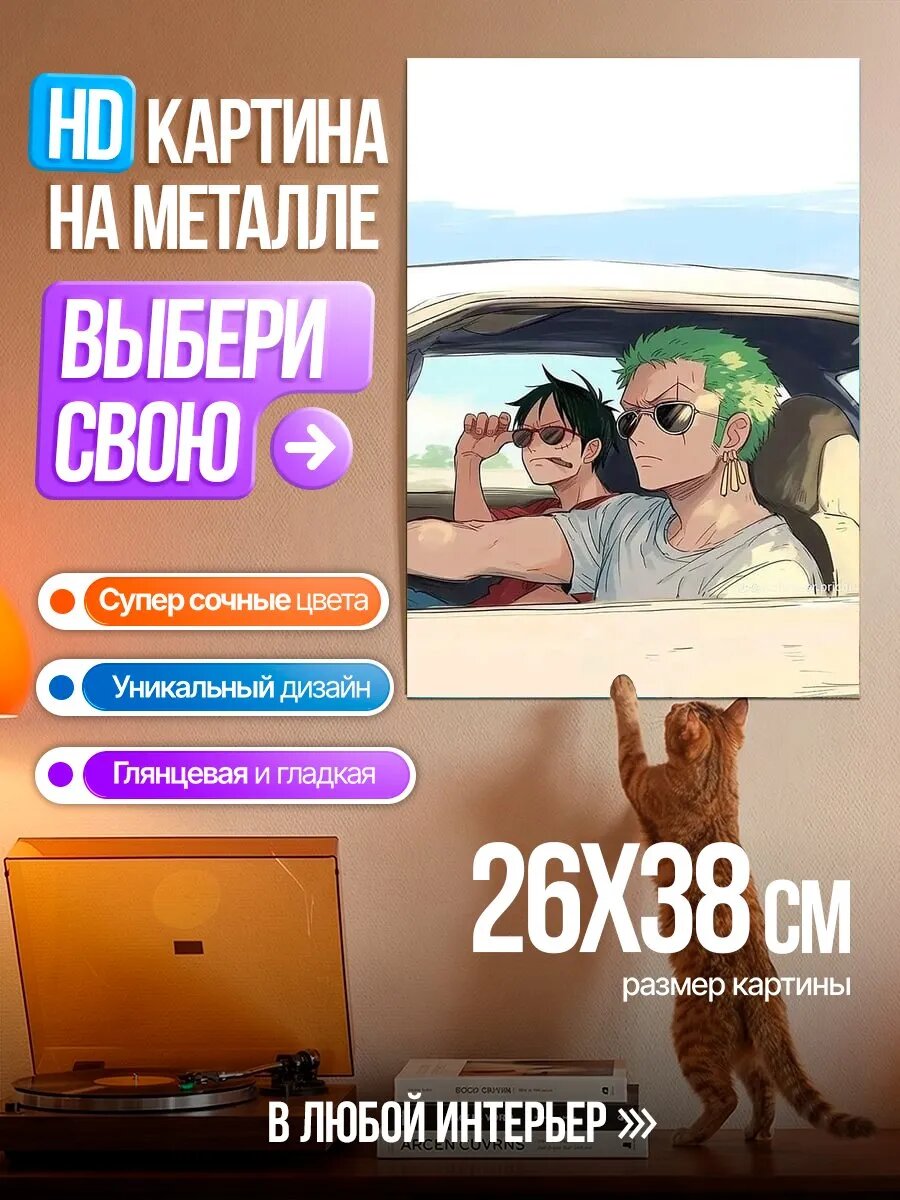 Картина на HD металле Монки Д. Луффи и Ророноа Зоро