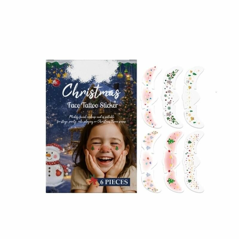 6 шт. Временные тату для лица, водные переводные, безопасные для кожи, для вечеринок