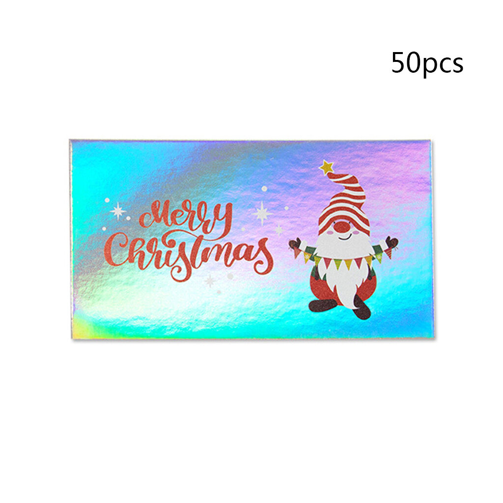 1 упаковка из 50 листов, рождественская поздравительная открытка, Санта-Клаус, Снеговик, радужная лазерная поздравительная открытка для вечеринки, пригласительный билет, Санта-Клаус