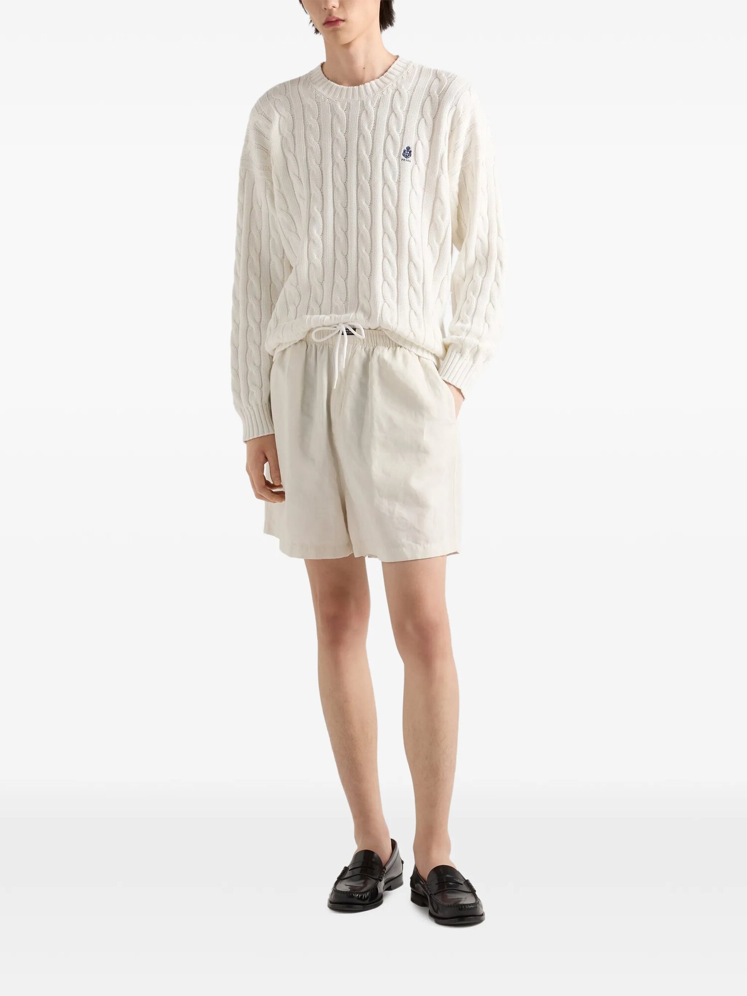 Свитер Prada Cotton crew-neck sweater, размер 48, , white — фото 1