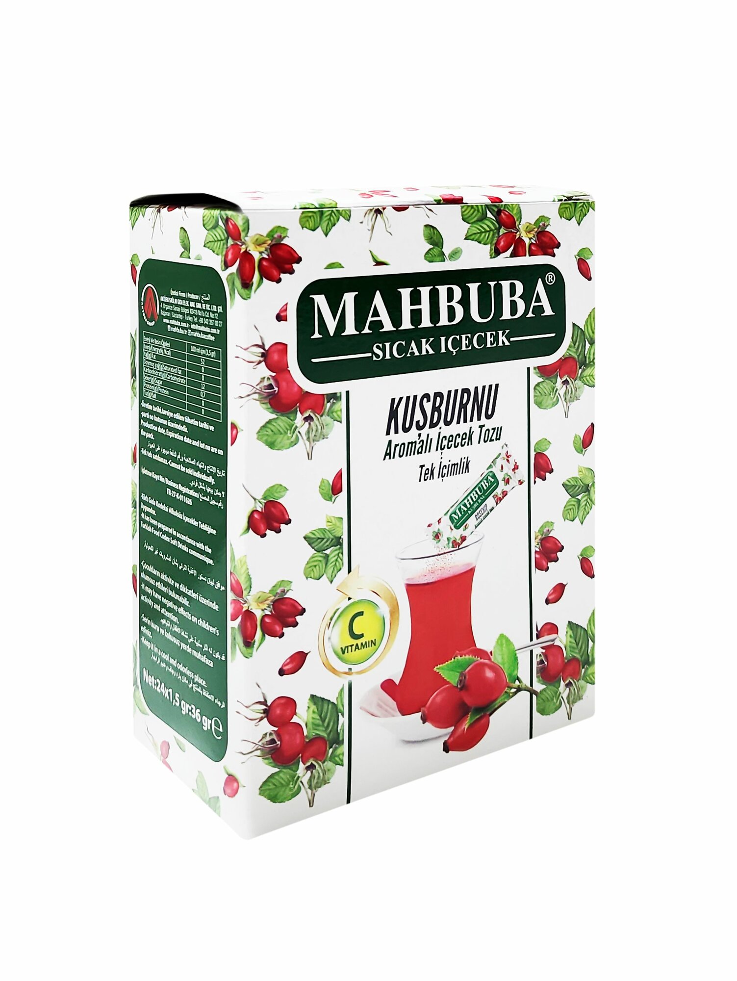 Быстрорастворимый чайный напиток со вкусом шиповника, "Mahbuba", Rosehip, (24шт) 36гр. Турция