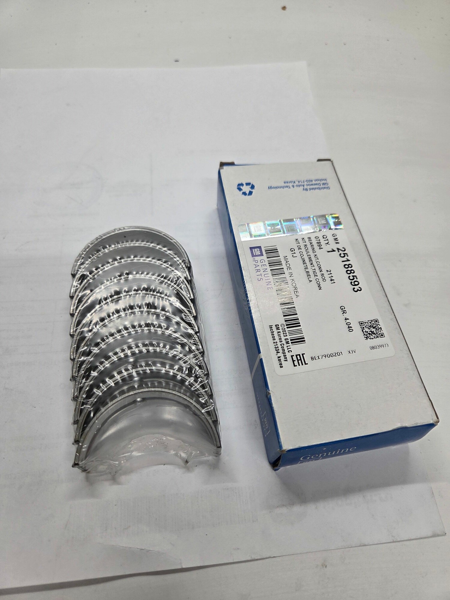 Вкладыши коренные (0.25) cobalt, aveo, gentra, Spark M300/RAVON R4 (комплект 8 шт) 25188593
