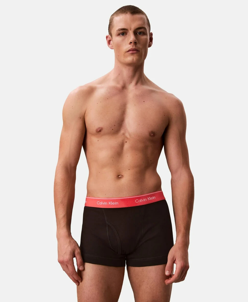 Трусы CALVIN KLEIN TRUNK 100% COTTON 3 PACK, комплект из 3 шт., размер XL, black — фото 1