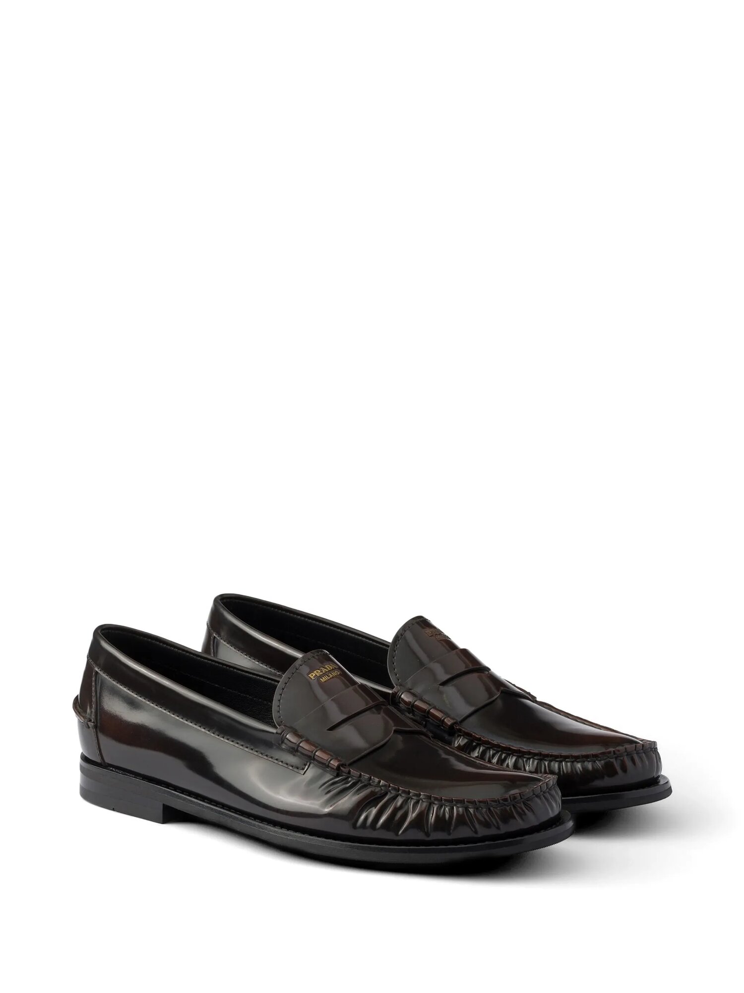 Лоферы Prada Brushed leather loafers, размер 6.5 UK, brown — фото 1
