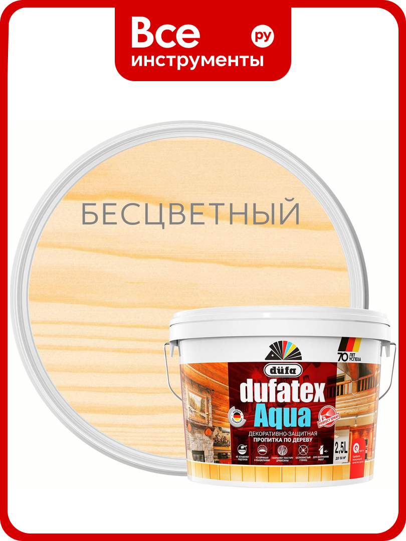 Пропитка Dufa "TEX-AQUA", полуматовая, акриловая, бесцветная, объем 2,5 л