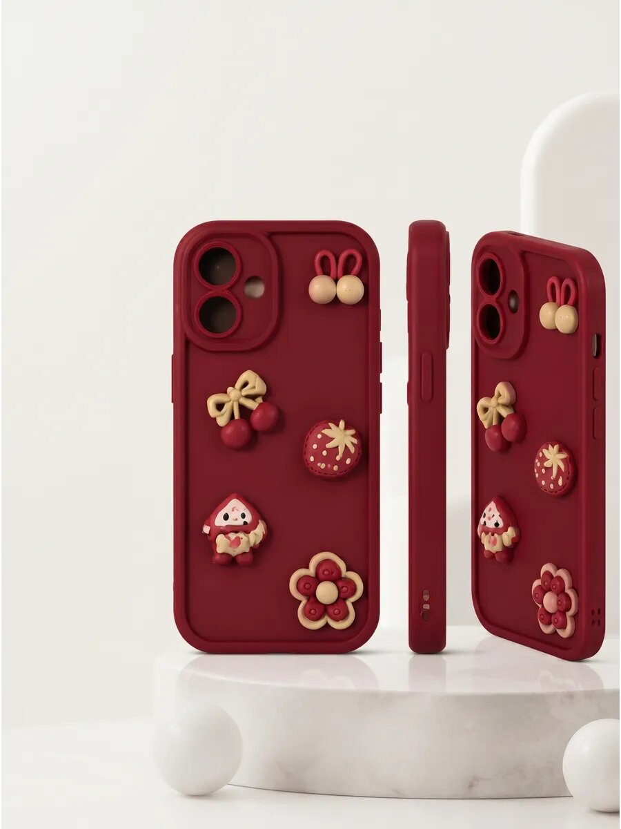 Чехол для iPhone 17 "Ягоды", силикон, ударопрочный, с MagSafe, красный — фото 1