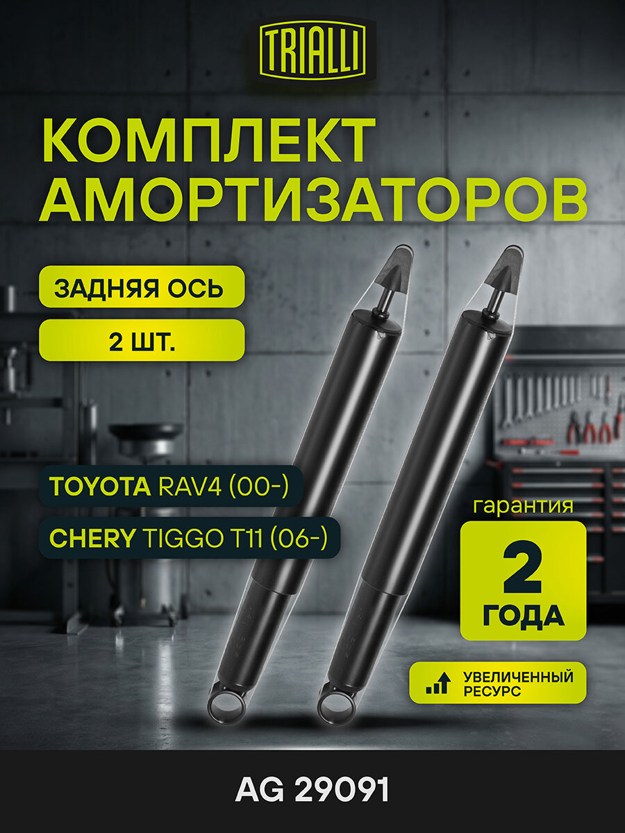 Комплект амортизаторов для автомобилей Toyota RAV4 (00-) / Chery Tiggo T11 (06-) задние (3/5 дв.) 2 шт. AG 29091 TRIALLI