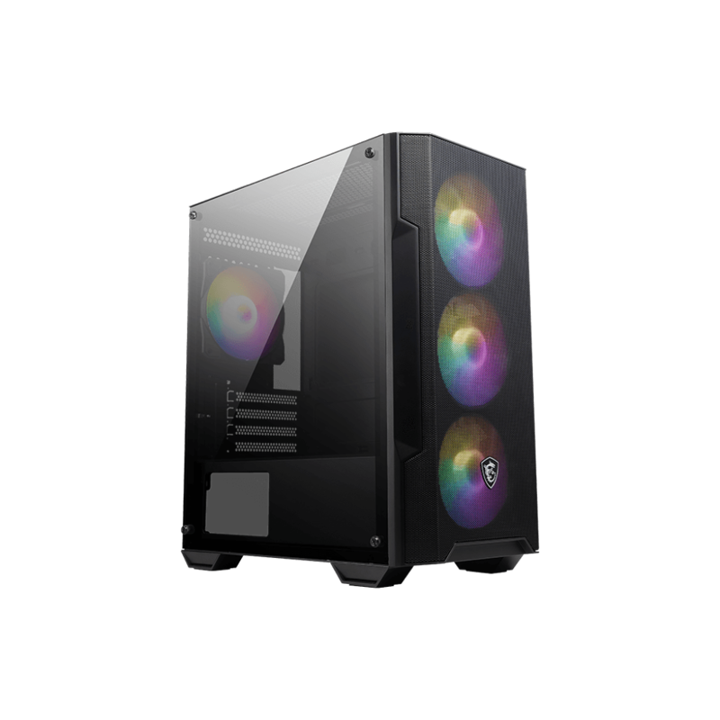 Корпус ПК MSI MAG FORGE M100A, Mini‑Tower, TG, 4×120 мм ARGB, 2×USB 2.0, 1×USB 3.0, mATX, mITX, чёрный