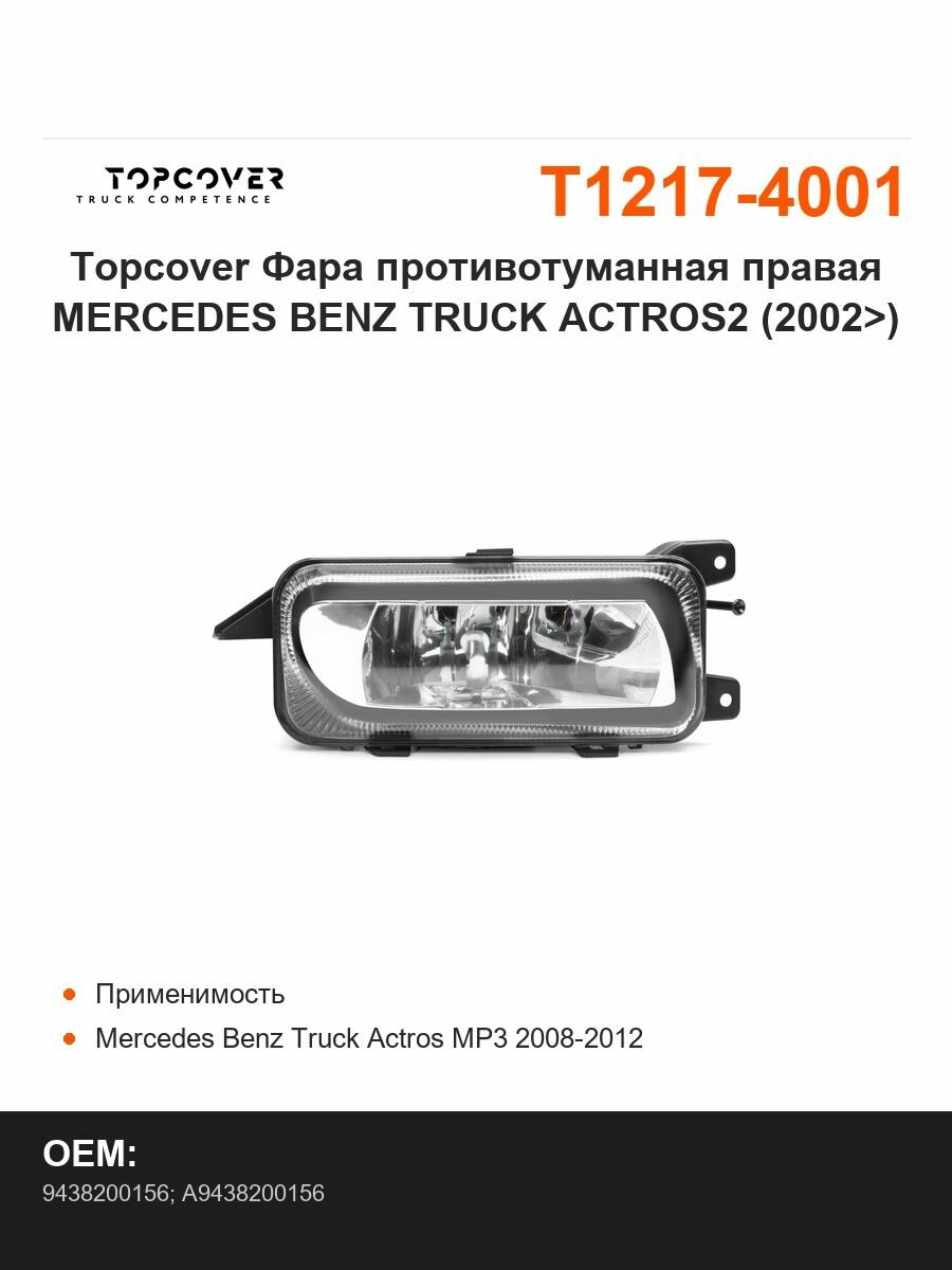 Topcover Фара противотуманная правая MERCEDES BENZ TRUCK ACTROS2 (2002>)