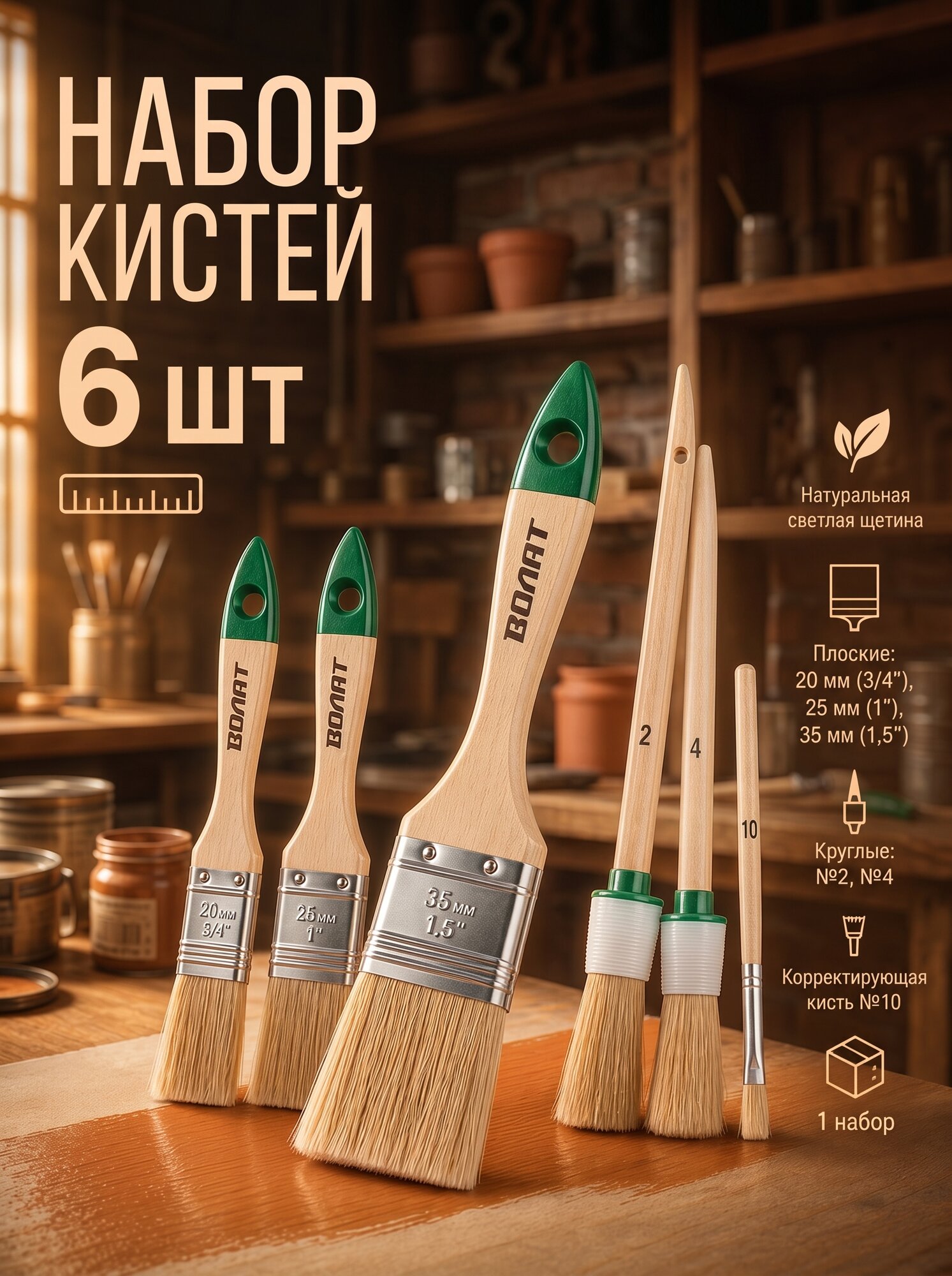 Набор кистей волат 6 предметов (10704-06)