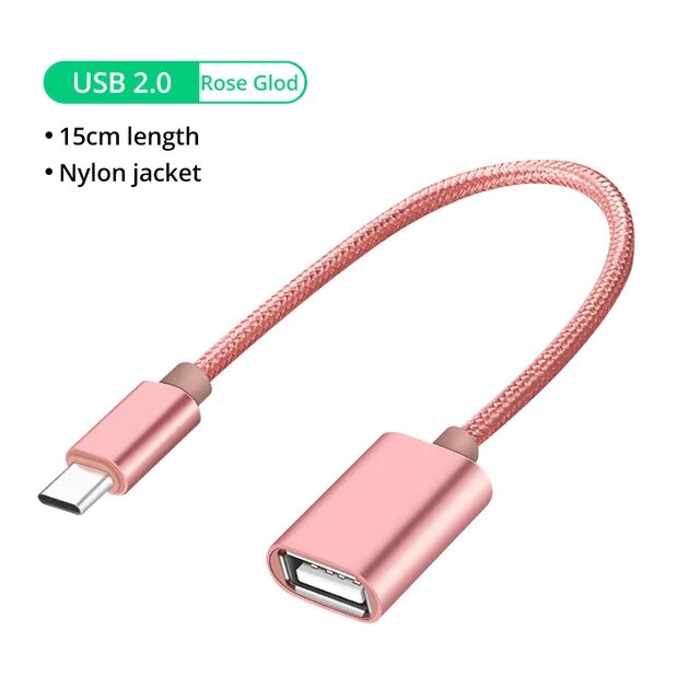 Кабель-переходник USB Type-C (женский) для флеш-накопителей, адаптер Rose Gold OTC Cable