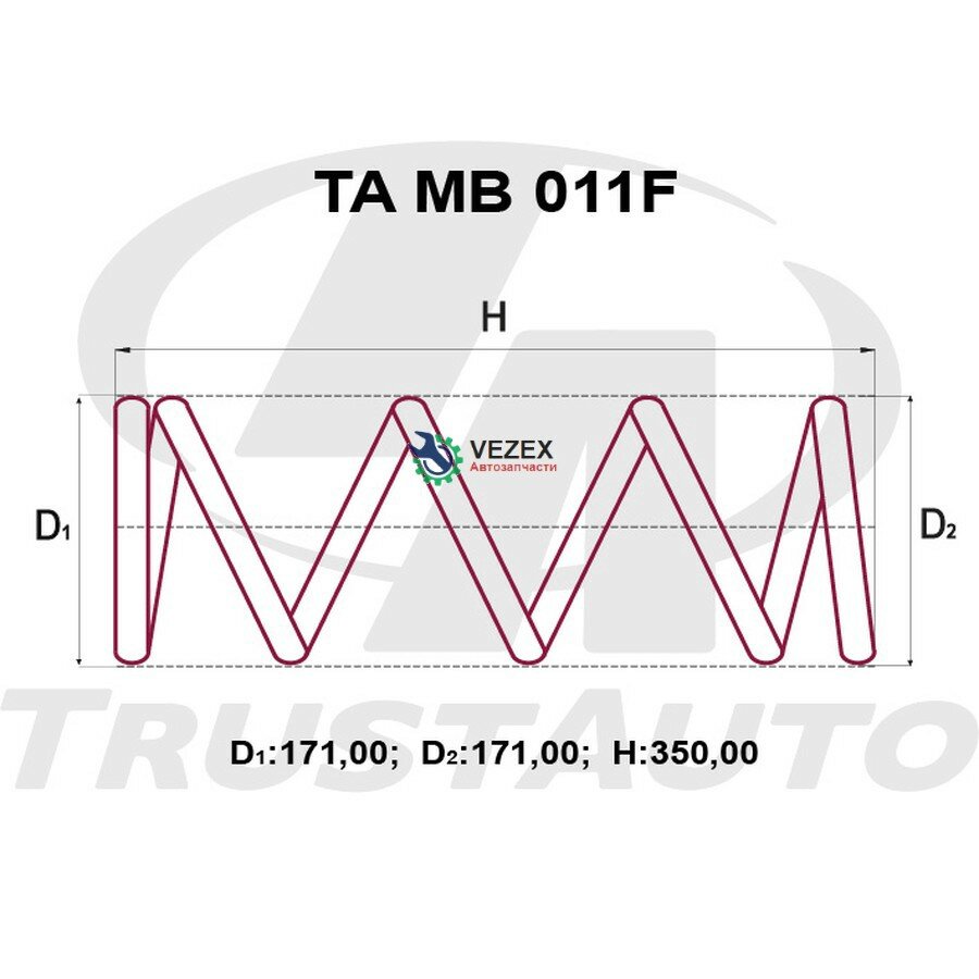TRUSTAUTO TAMB011F Пружина подвески усиленная (TA); TA MB 011F OUTLANDER CW5W (05-12)