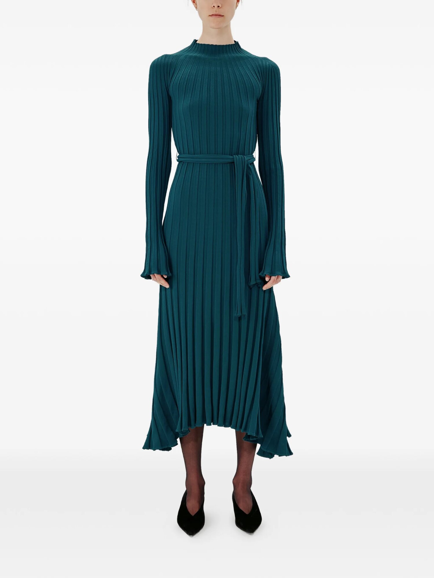 Платье Another Tomorrow Ribbed-knit flared dress, размер 44, синий — фото 1