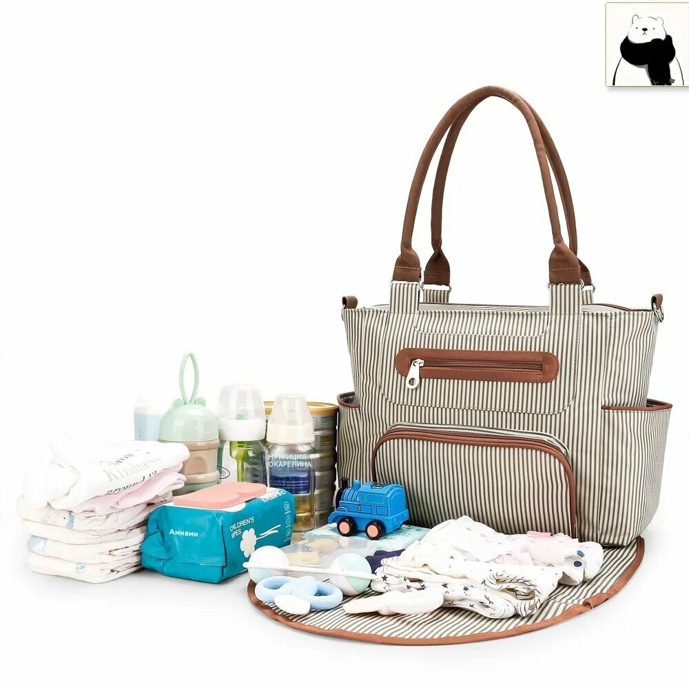 Diaper bag Сумка органайзер для коляски и мамы с термокарманами, Большая емкость