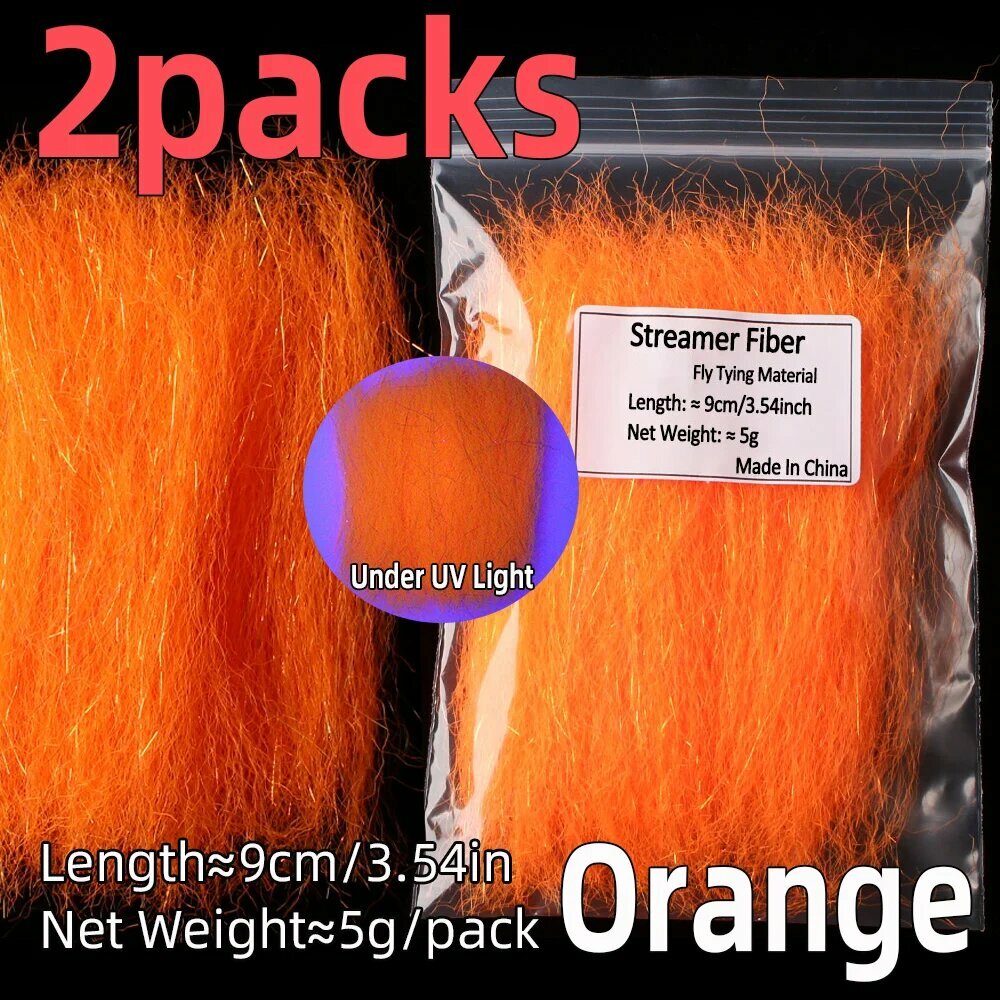 Набор из 2-х штук: Стримеры Slinky Fiber Flash для нахлыстовой рыбалки Оранжевый, 2packs Orange