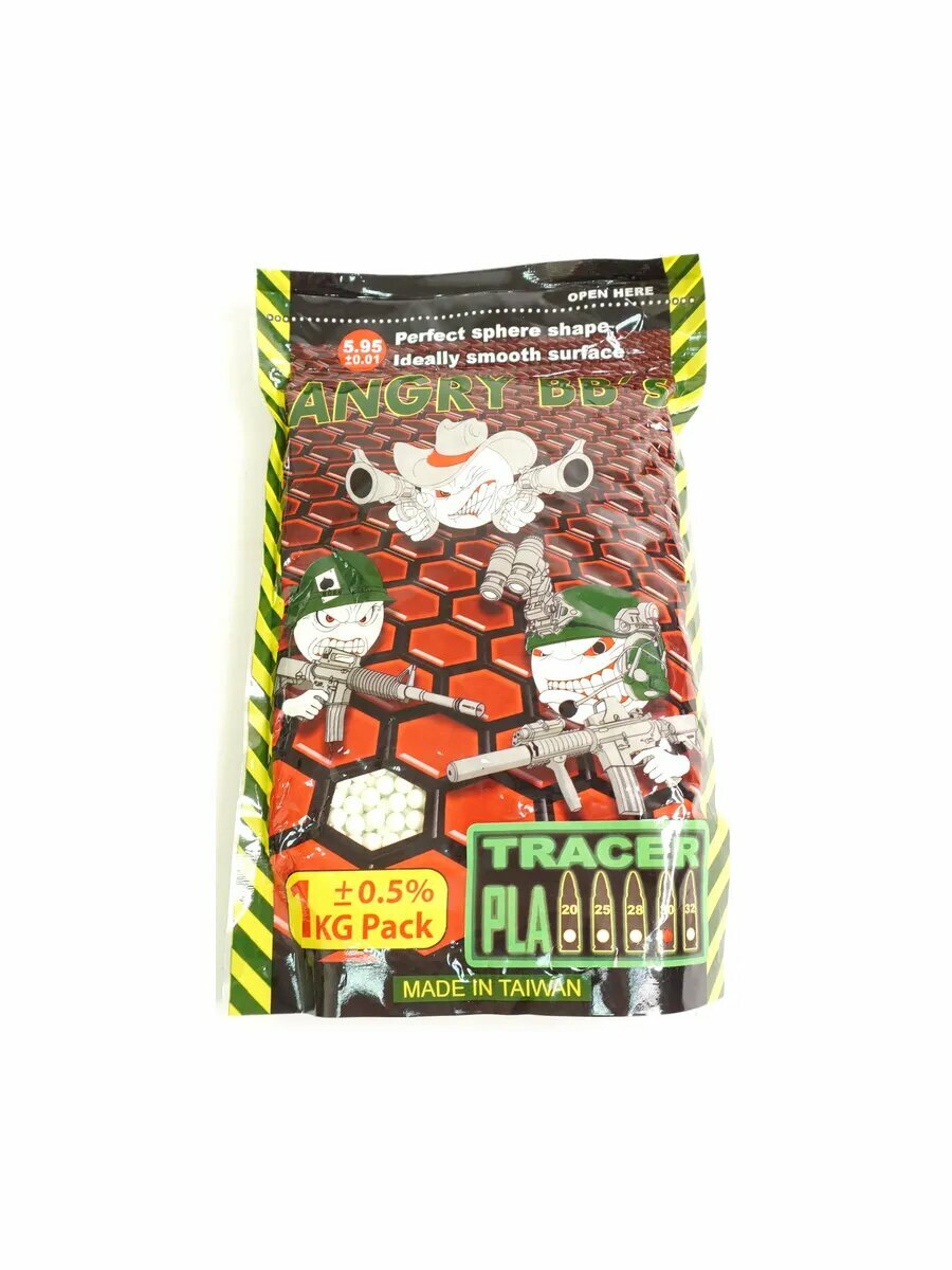 Шары трассерные Angry BB's 0,30 г, 3300 штук (зеленые)