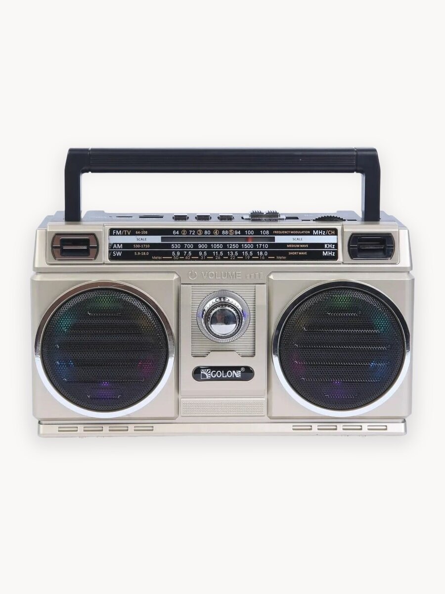 Радиоприемник ретро от сети и батареек, аналоговый бежевый цвет