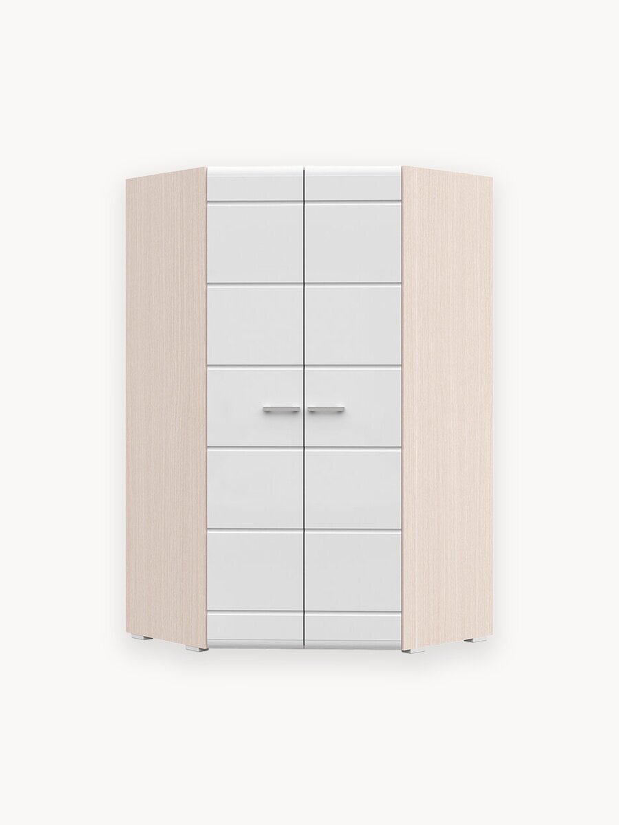 Угловой шкаф Симба 2-х створчатый 113,5х200,0х113,5 см, дуб белфорт/белый глянец