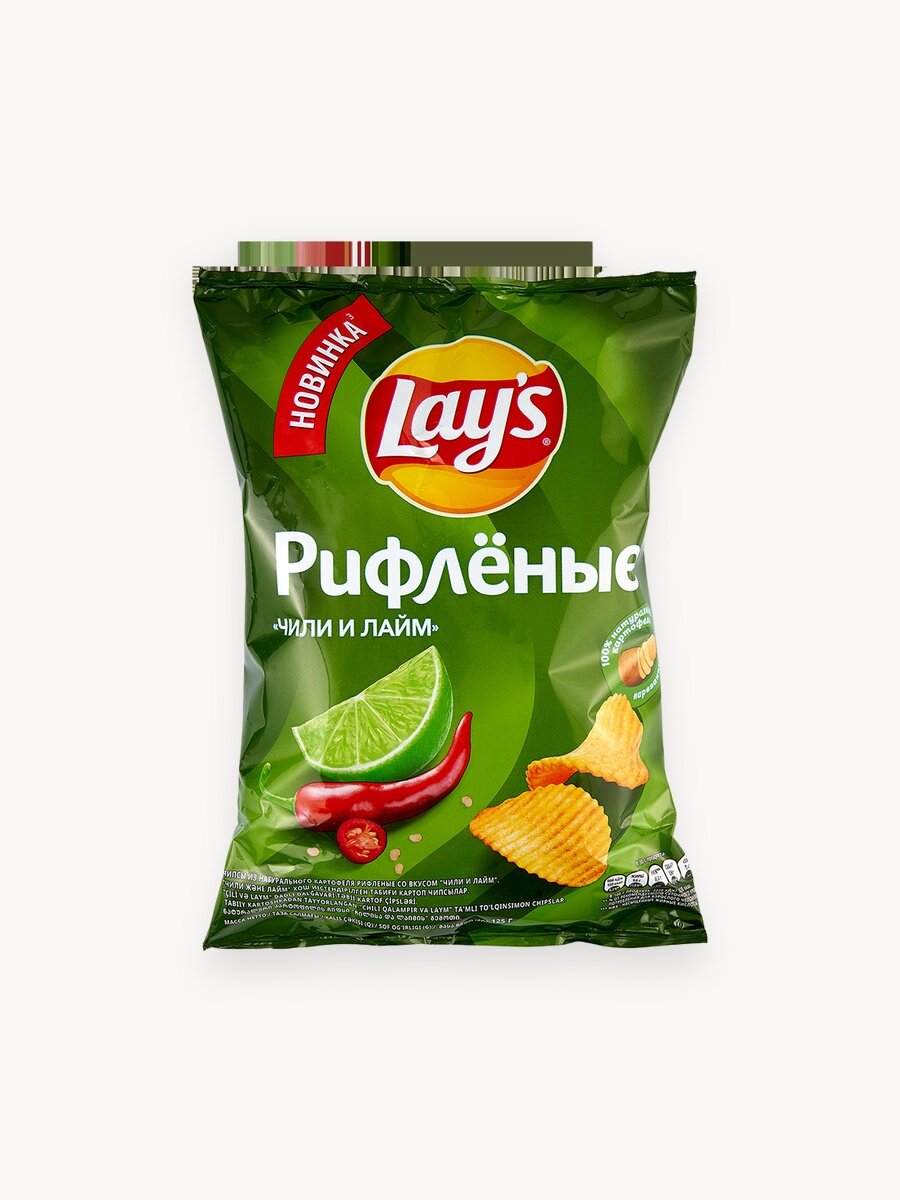 Чипсы Lay's картофельные, со вкусом чили-лайм, 125 г, флоу-пак, 1 шт