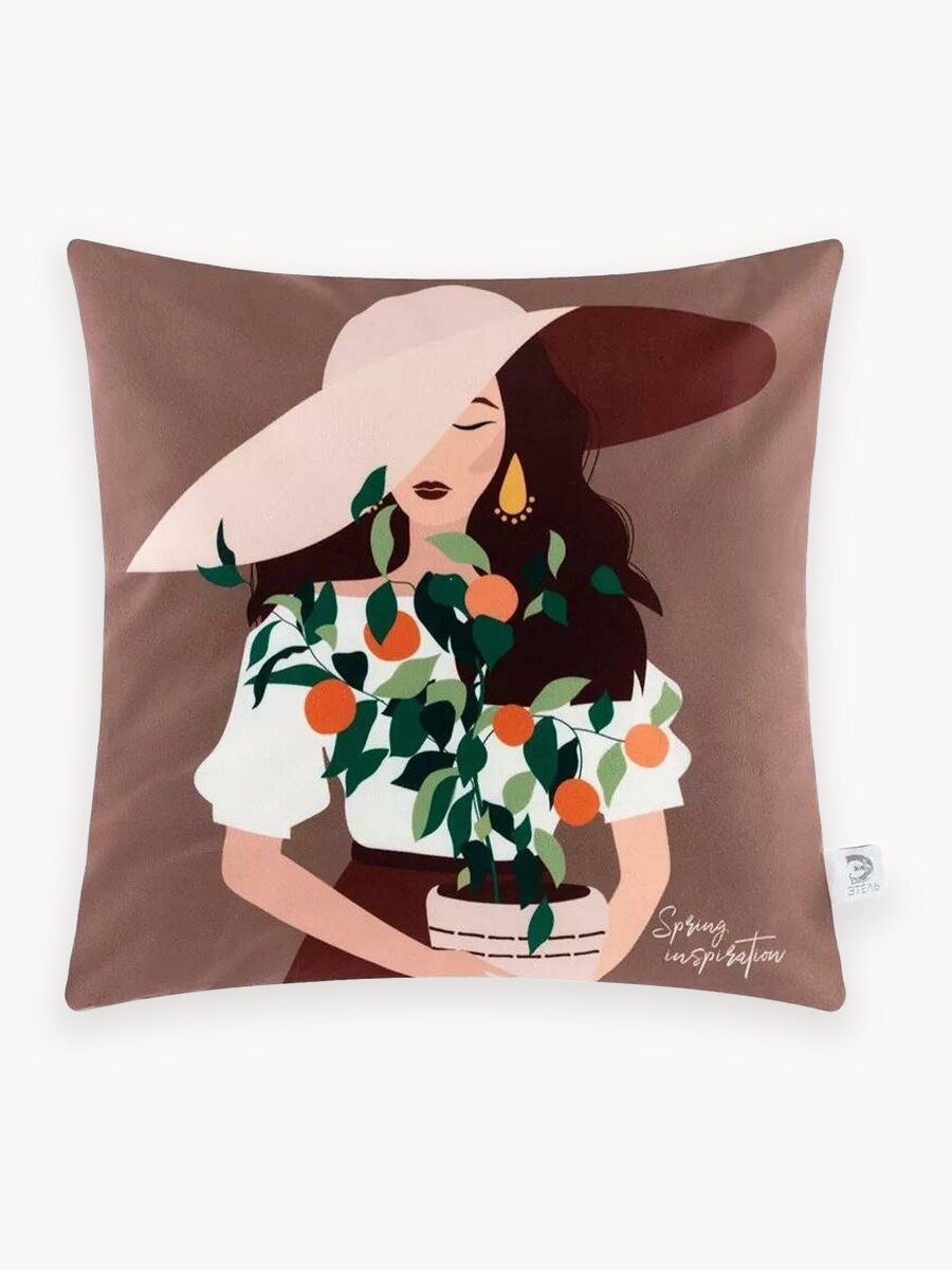 Наволочка декоративная Этель "Spring inspiration" размер 40х40 см, 100% полиэстер, велюр