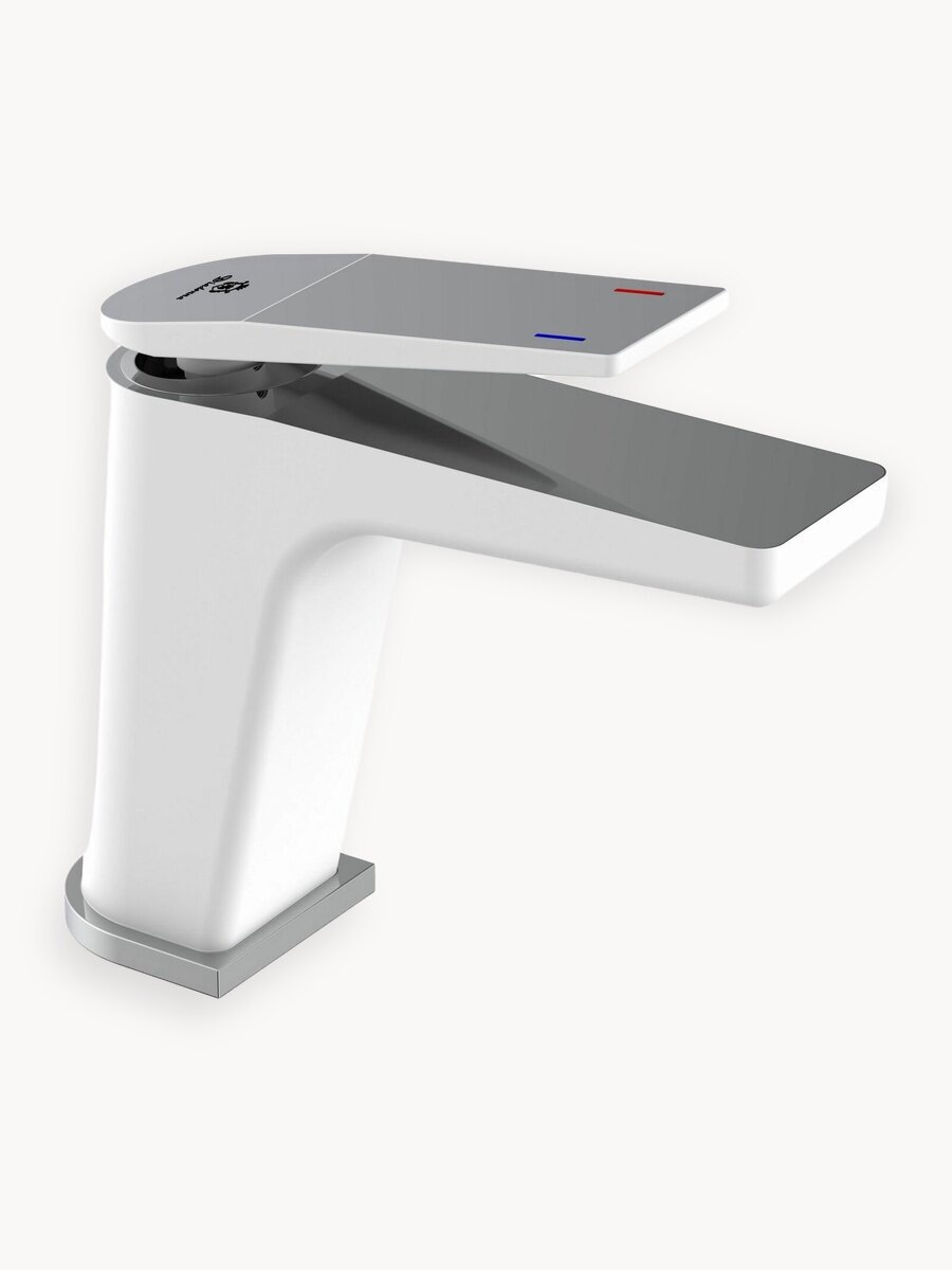 Смеситель для раковины Diadonna D169-10W для умывальника, кран для раковины в ванную, латунь, белый с хромом