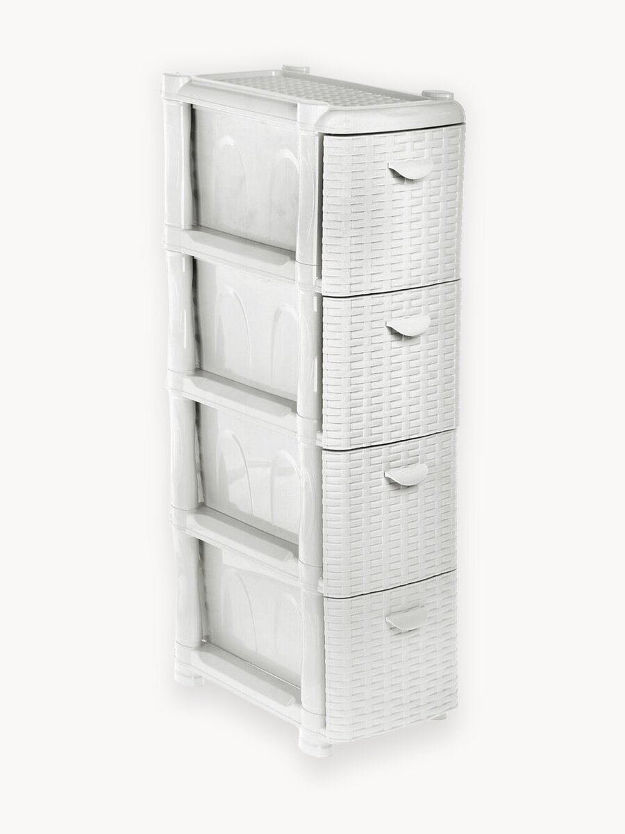 Комод IDEA «Ротанг», 4 ящика, пластик, 96.5х50.2х26 см, белый