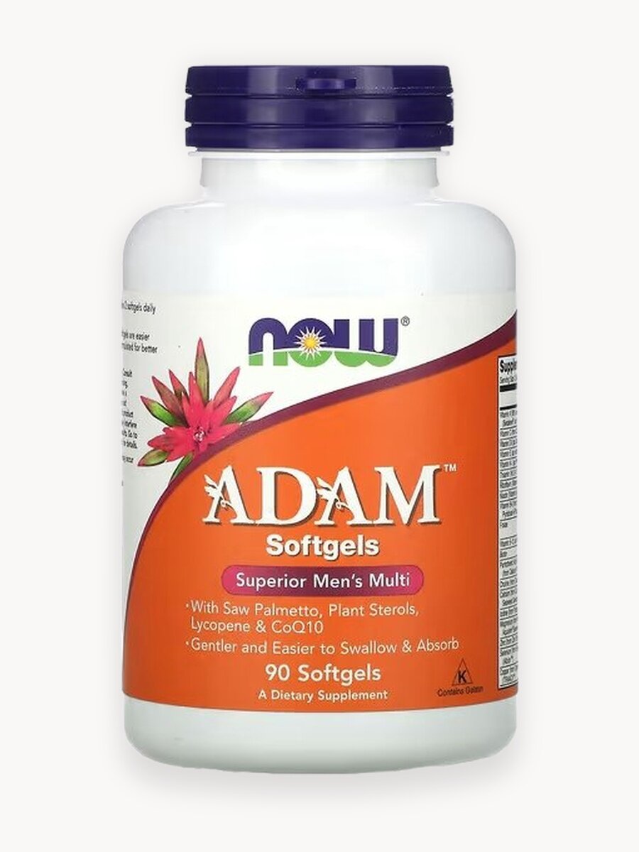 БАД, Now Foods, Адам, Adam, витаминно-минеральный комплекс для мужчин, 90 софтгелевых капсул