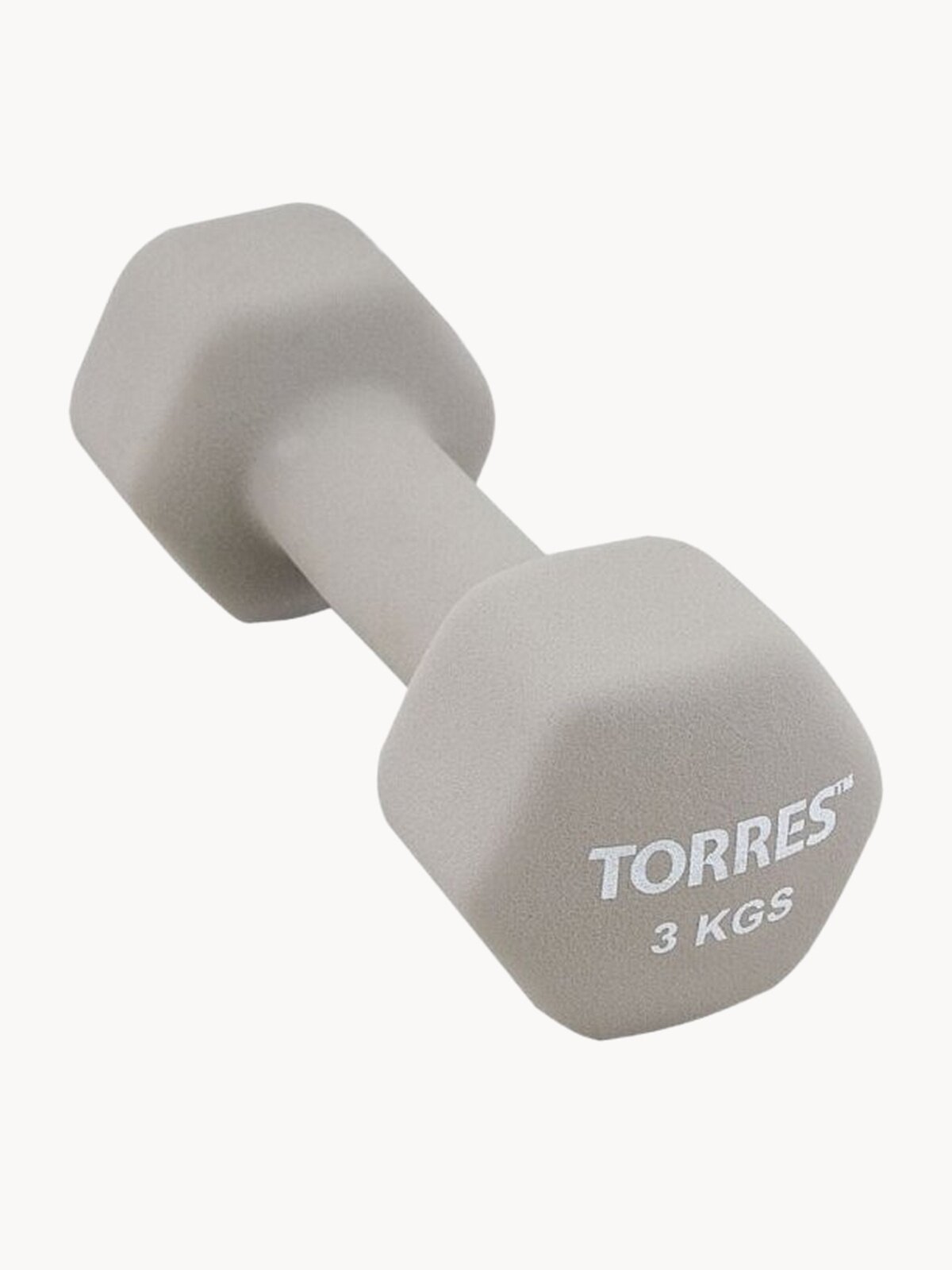 Гантель Torres 3 кг, металл в неопреновой оболочке, форма шестигранник, серый