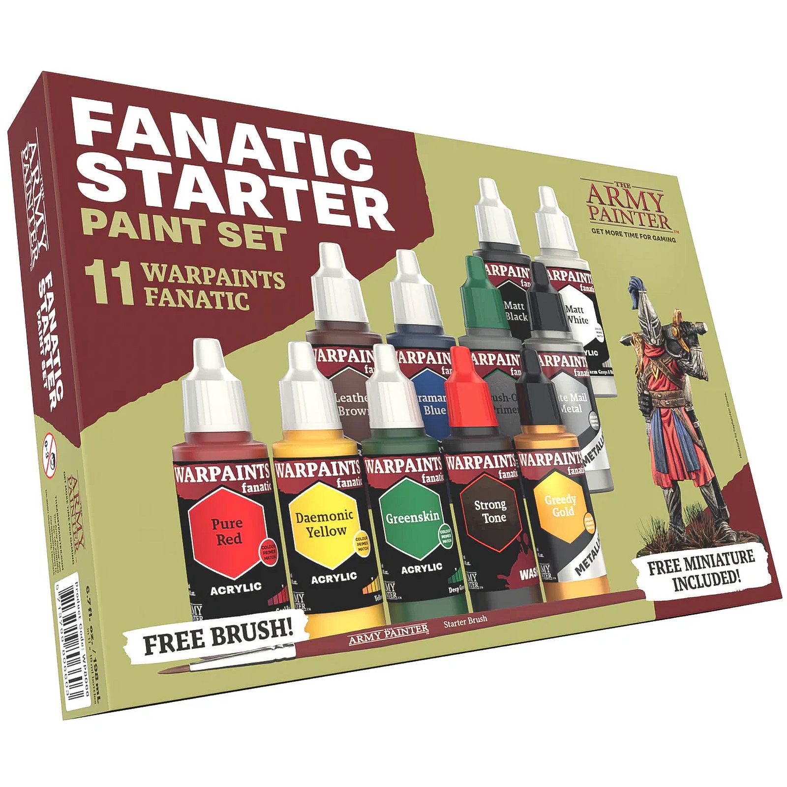 Набор акриловых красок для моделирования миниатюр Army Painter - Fanatic Starter Set + кисть и миниатюра