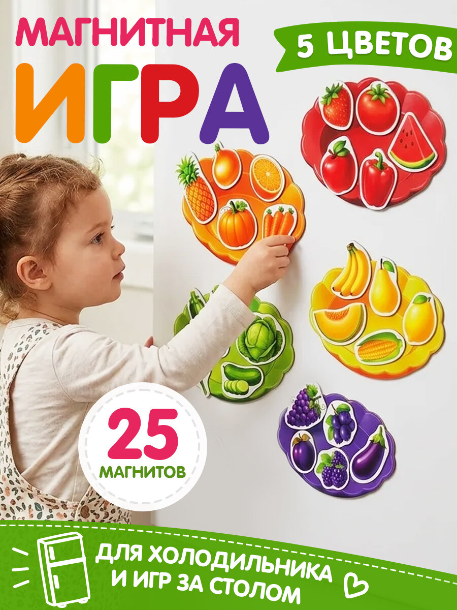 Разложи по тарелочкам, магнитная игра для малышей