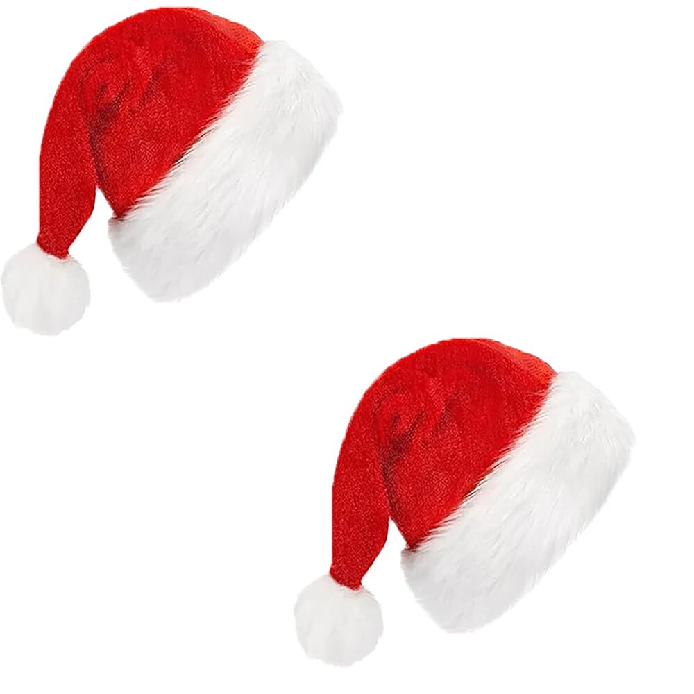 Красная пушистая шапка Санта-Клауса 2pcs, 32x45cm