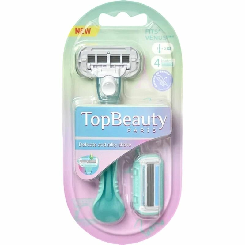TopBeauty станок женский, paris 4,1 станок, 2 кассеты, 4 лезвия, совместим с venus