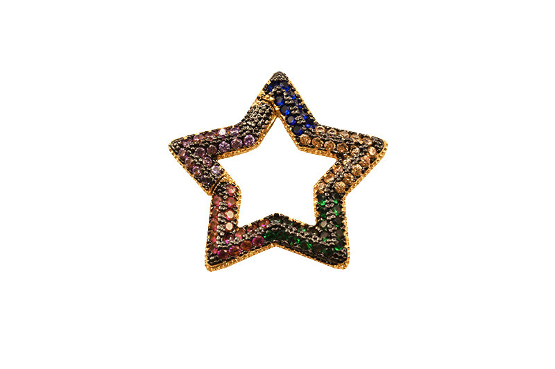 Замок-карабин Звезда 23х23х3мм, цвет золото, латунь/цирконий, 08-068, 1шт