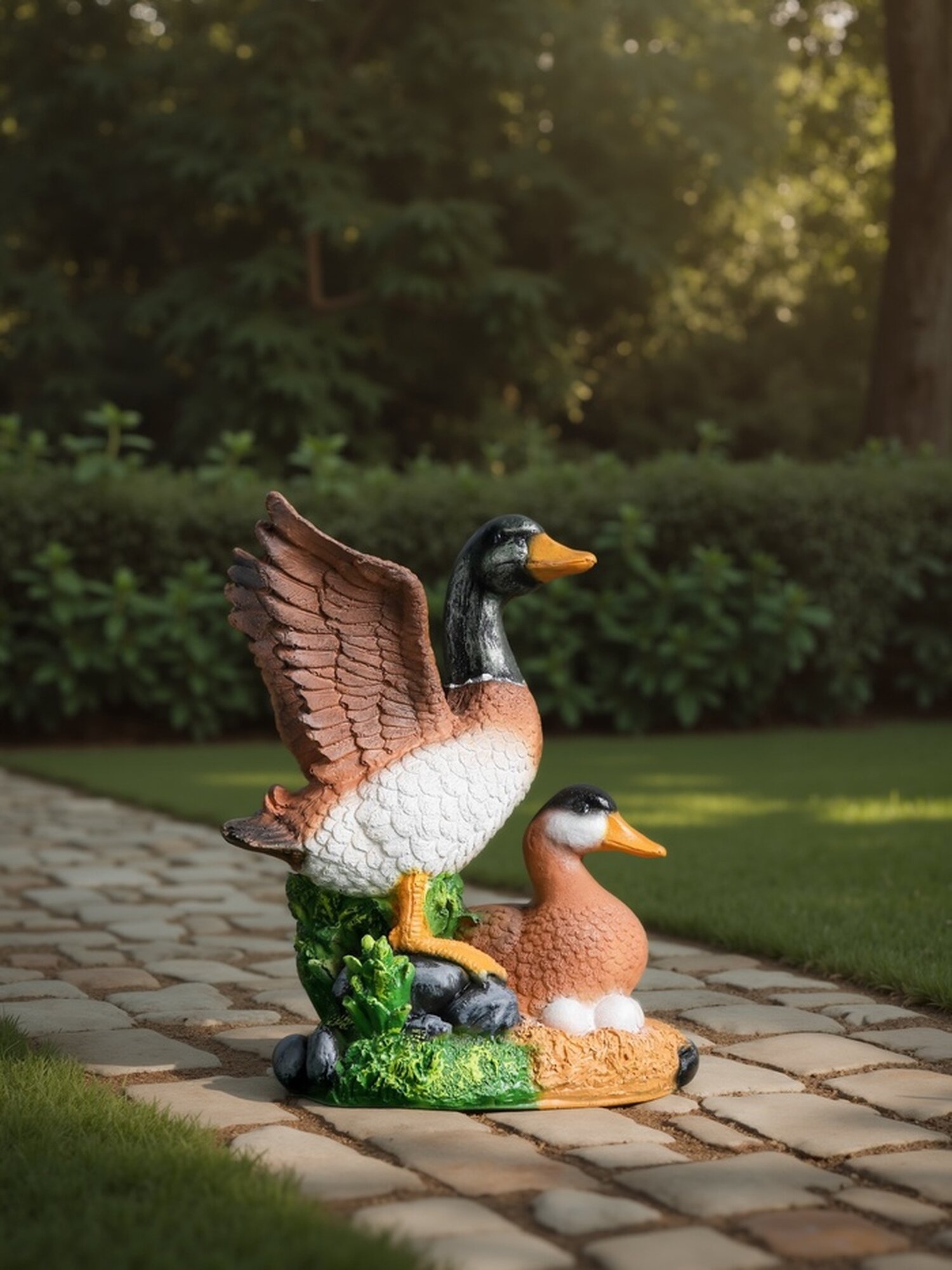 Садовая фигура Хорошие сувениры «Утка с селезнем», полистоун, 35 см