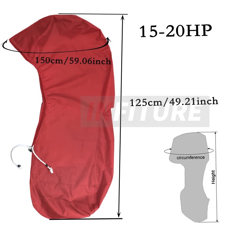 Чехол для лодочного двигателя 420D красный 6-225HP 15-20HP