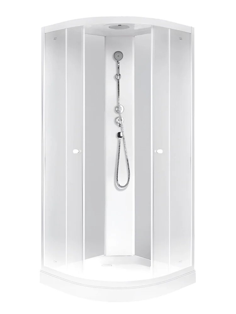 Душевая кабина Parly Effect EF1031 низкий поддон, стеклянная, 100x100, закрытая (с крышей), с матовым стеклом, без гидромассажа, с белым профилем, с функцией тропический душ