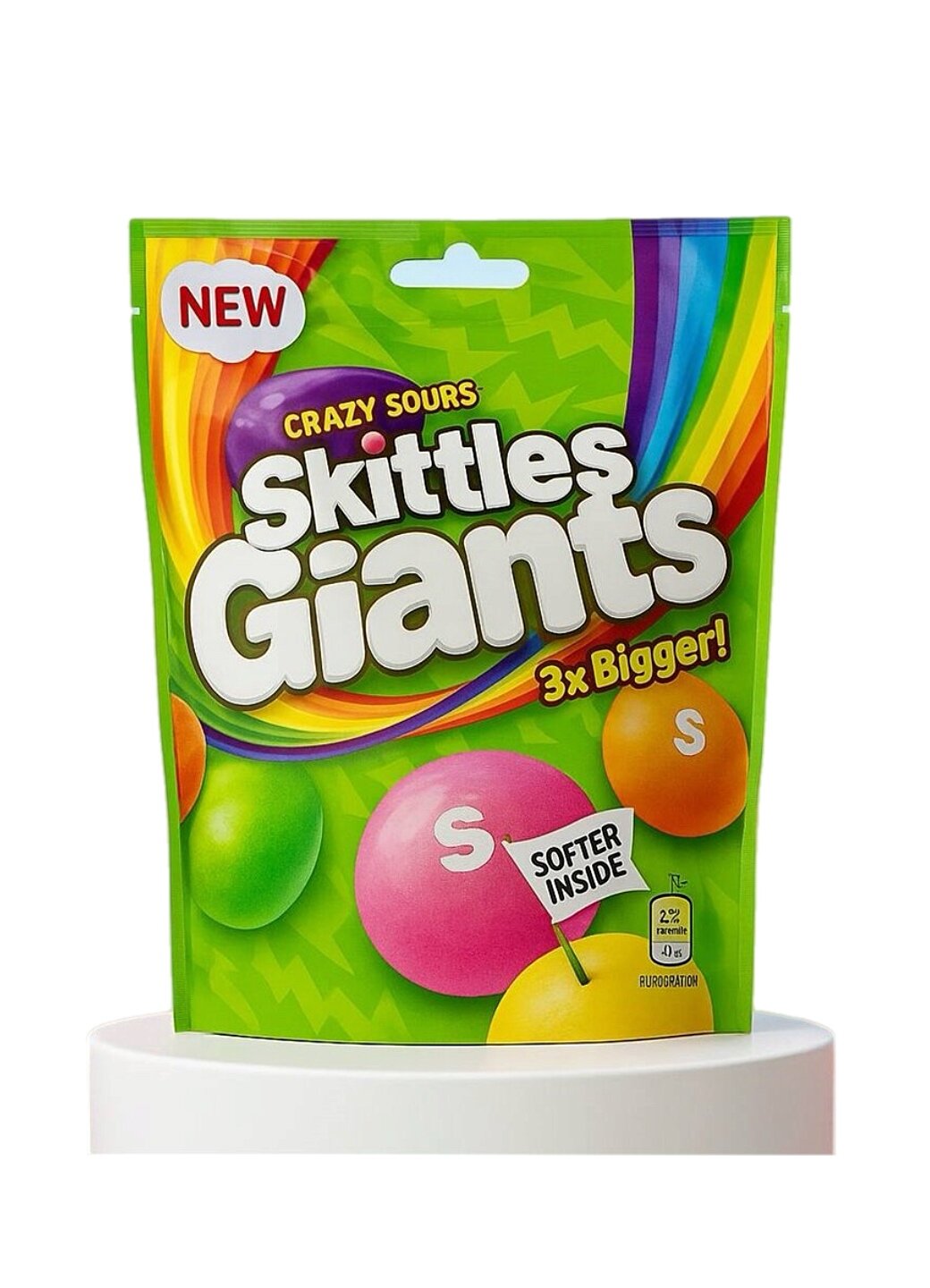 Драже конфеты жевательные Skittles Giants Crazy Sour / Скитлс кислые фрукты, 132гр