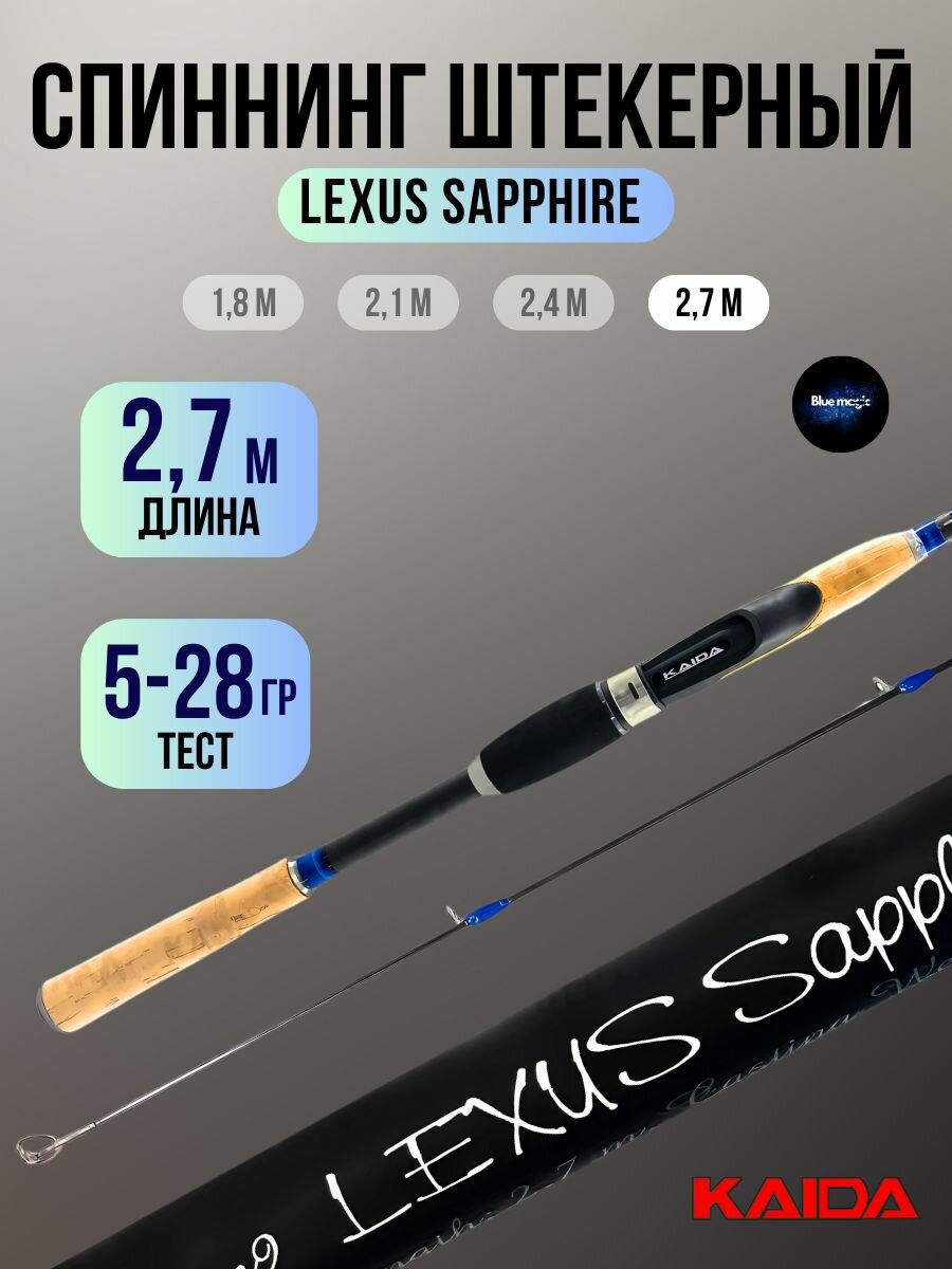Спиннинг штекерный Kaida LEXUS Sapphire тест 5-28g 2,7м