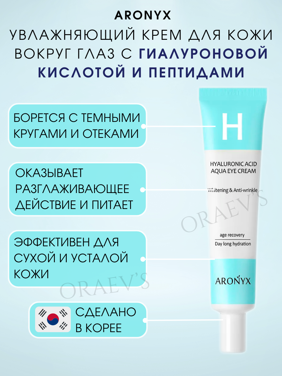 Крем Aronyx Eye Cream, для кожи вокруг глаз, с пептидами и гиалуроновой кислотой, 40мл