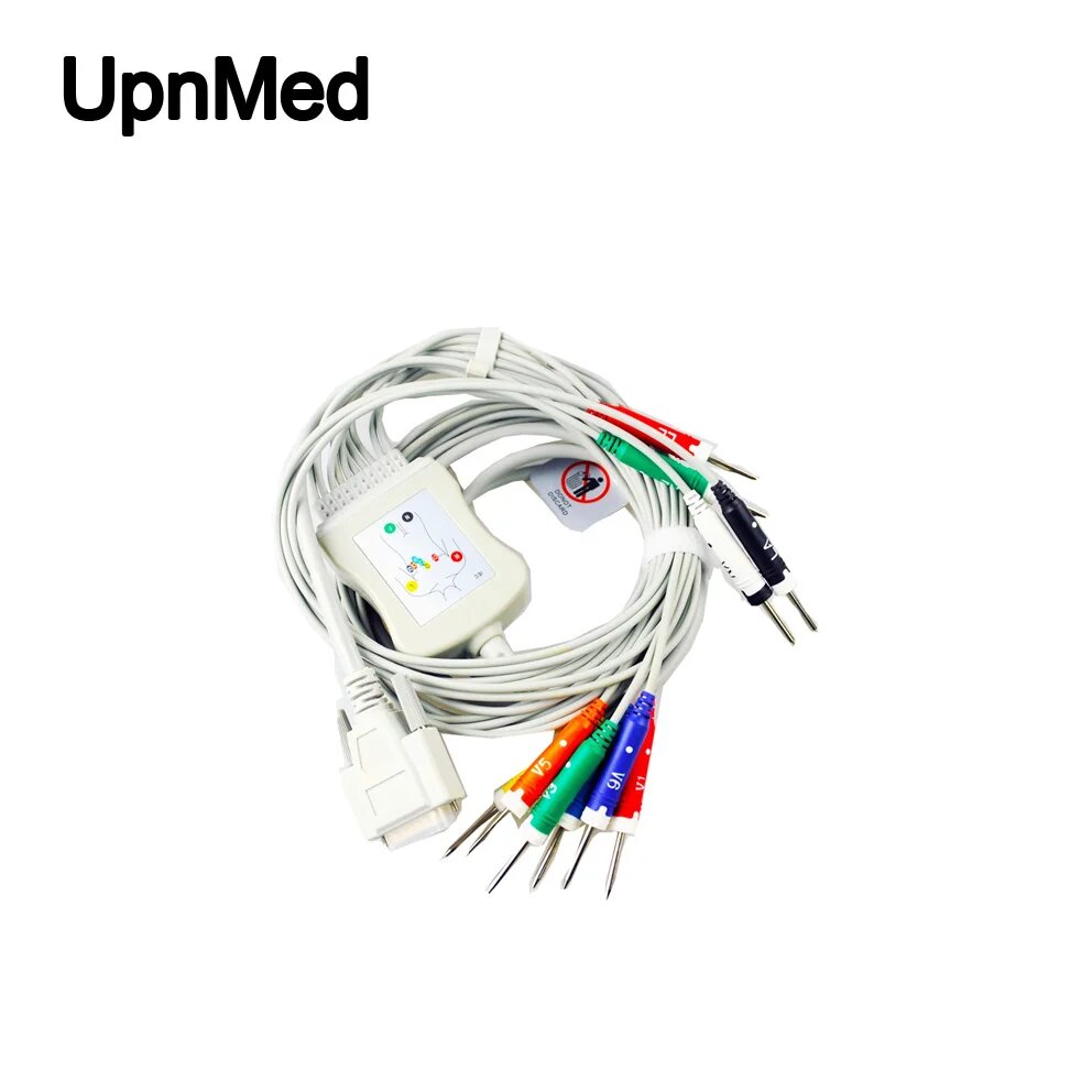 Nihon Kohden CARDIOFAX C 1250, совместимый цельный многоразовый кабель для ЭКГ, банан, IEC, 15 контактов