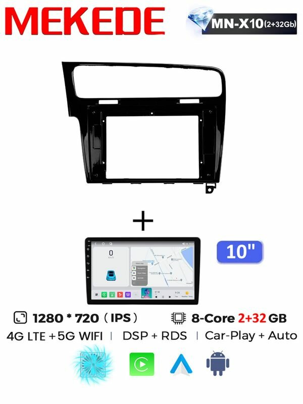 Магнитола 10.2" Mekede MN X10 Pro 2/32 Gb Volkswagen Golf 7 2012-2020 F2 carplay