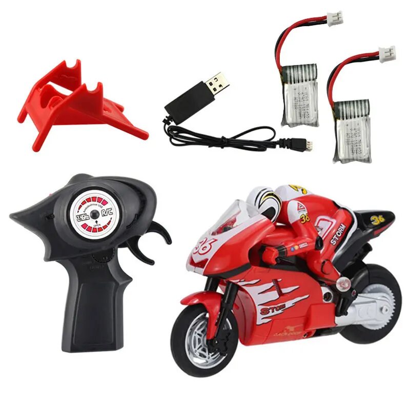 Радиоуправляемый металлический мотоцикл TOPEKIA для мальчиков Красный, Red-2B