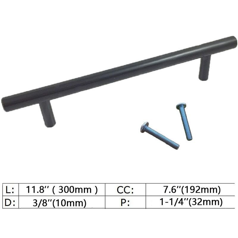 Ручка для ящика timeless hardware t bar, нержавеющая сталь, черный, 11,8 дюйма