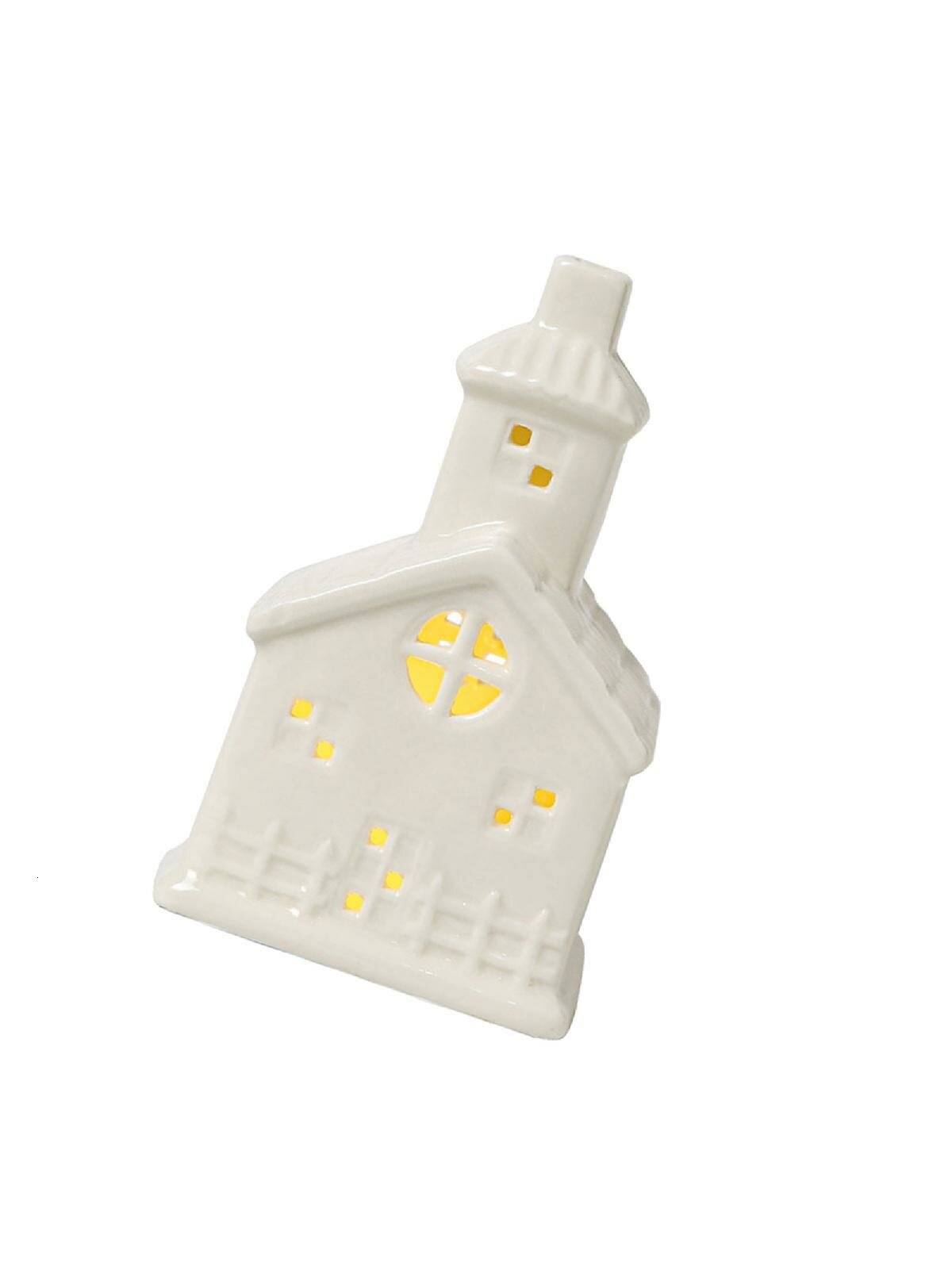 Миниатюрная Рождественская деревушка из фаянса, украшенная мягким светодиодным освещением, Праздничная изюминка для зимнего показа